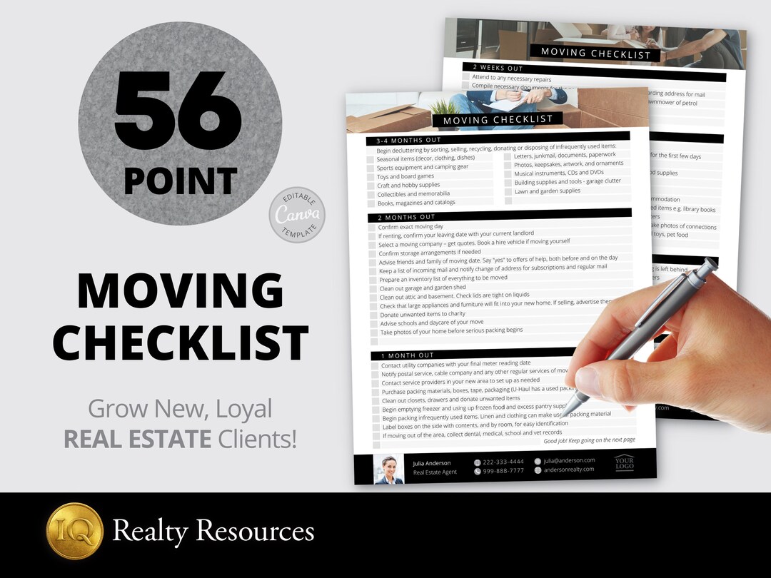 Real Estate Moving Checklist for Home Sellers and Buyers, Real Estate ...