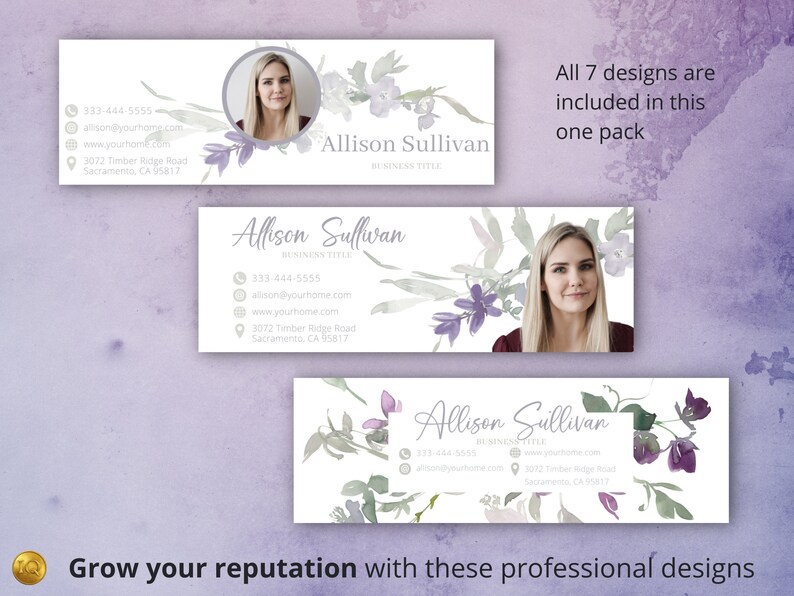 Email Signature Template Bundle, 7 Floral Signature Templates, Modern ...