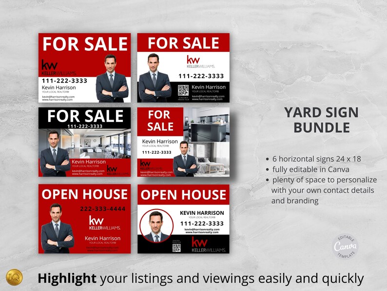 Real Estate Yard Sign Bundle, KW Real Estate Signs, for Sale Yard Sign ...