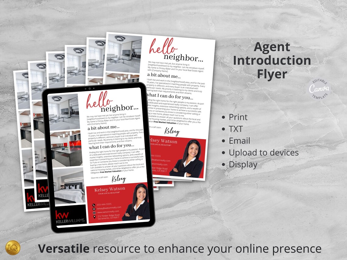 Real Estate Flyer Template Realtor Introduction Hello - Etsy