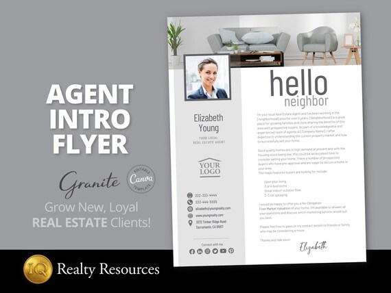 Real Estate Flyer Template Agent Introduction Agent | Etsy