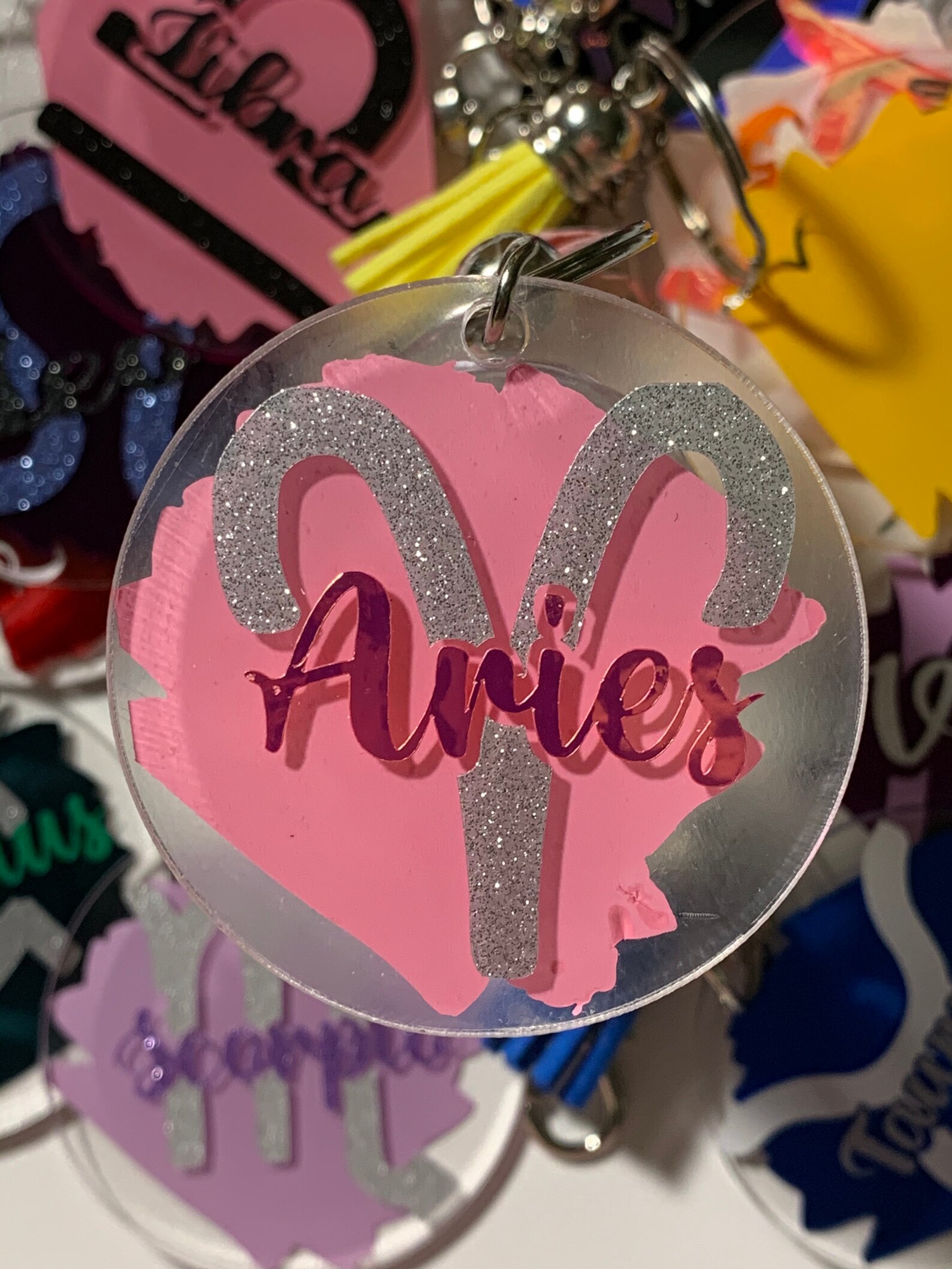 Aries Acrylic Keychain Personalized Birthday Gift Zodiac - Etsy