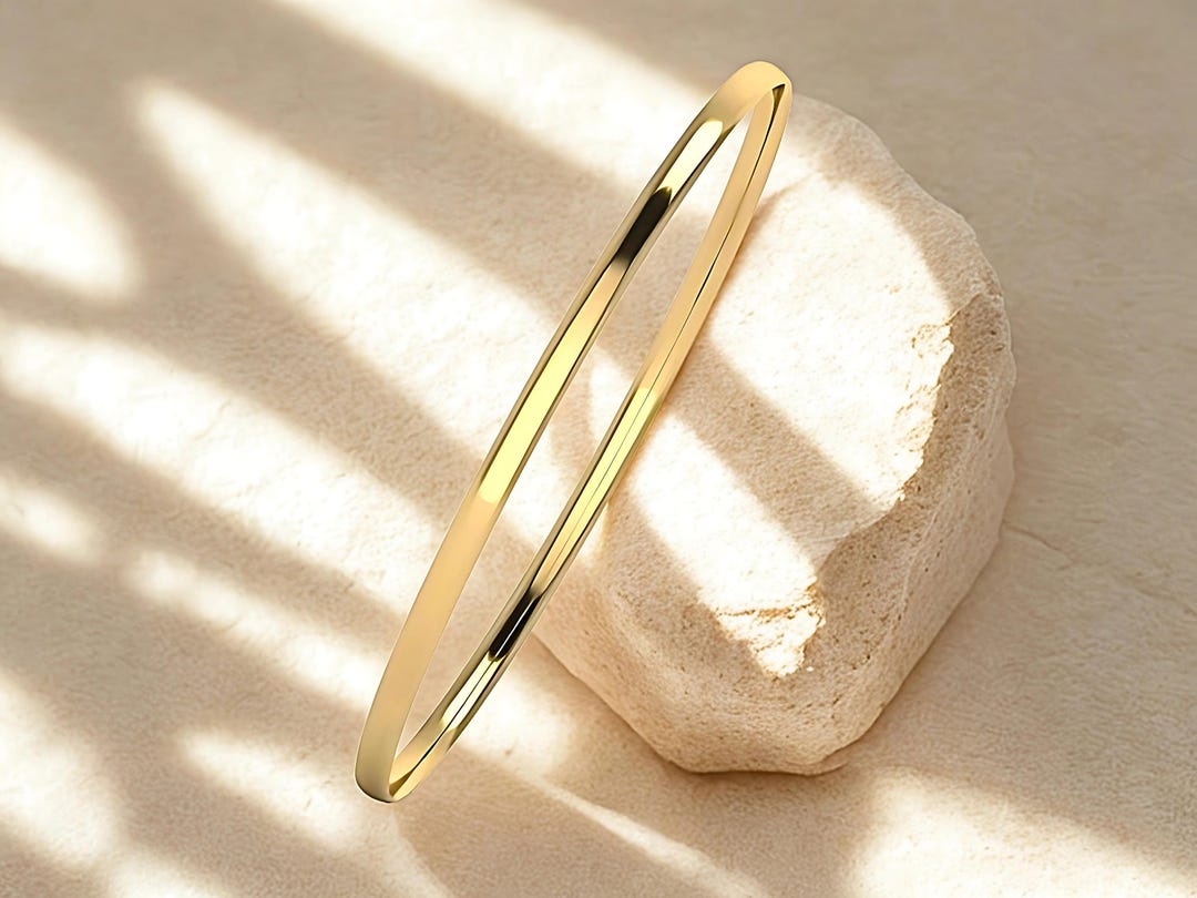 4mm Solid 9 Carat Gold Comfort Fit Bangle | Adjustable Gold Bangle | Custom Size 9 Carat Gold ...