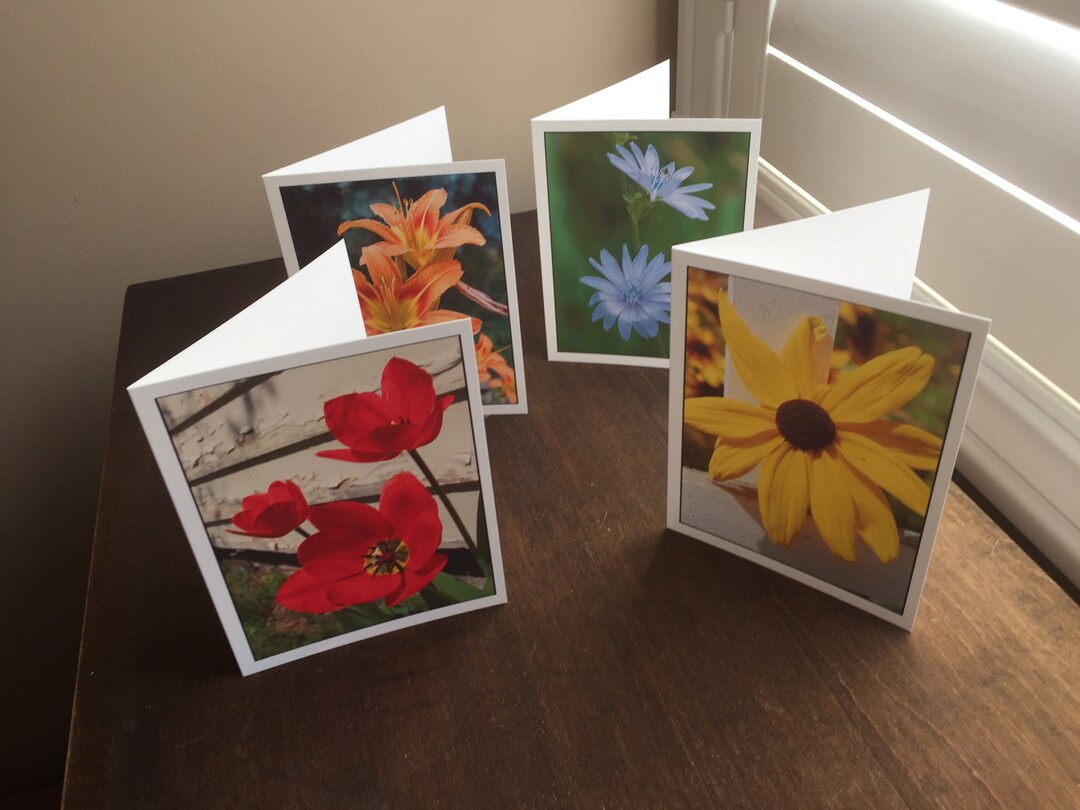 Flower Photo Note Cards, 4-card Set, Blank Cards - Etsy