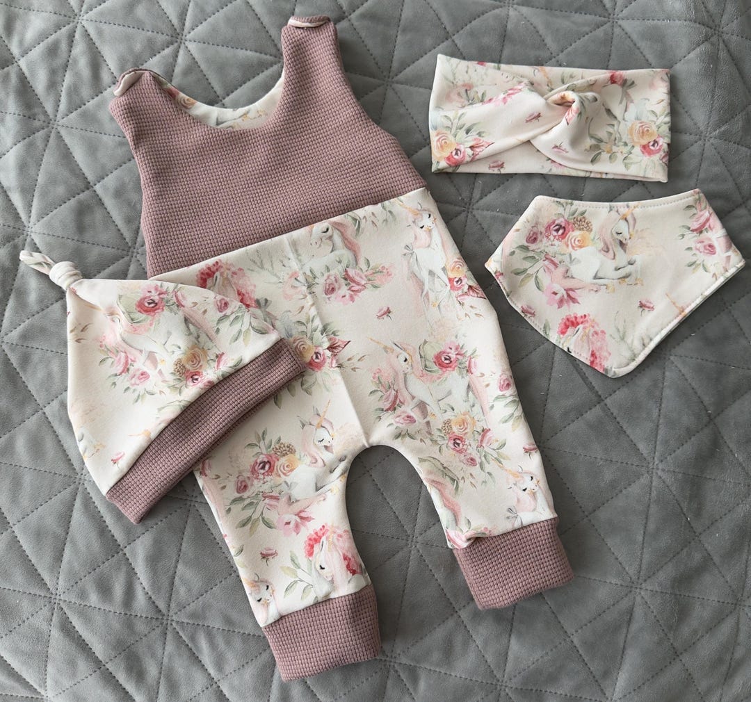 Unicorn Baby Romper Set | Boho Baby Outfit for Girls | Romper With Hat ...