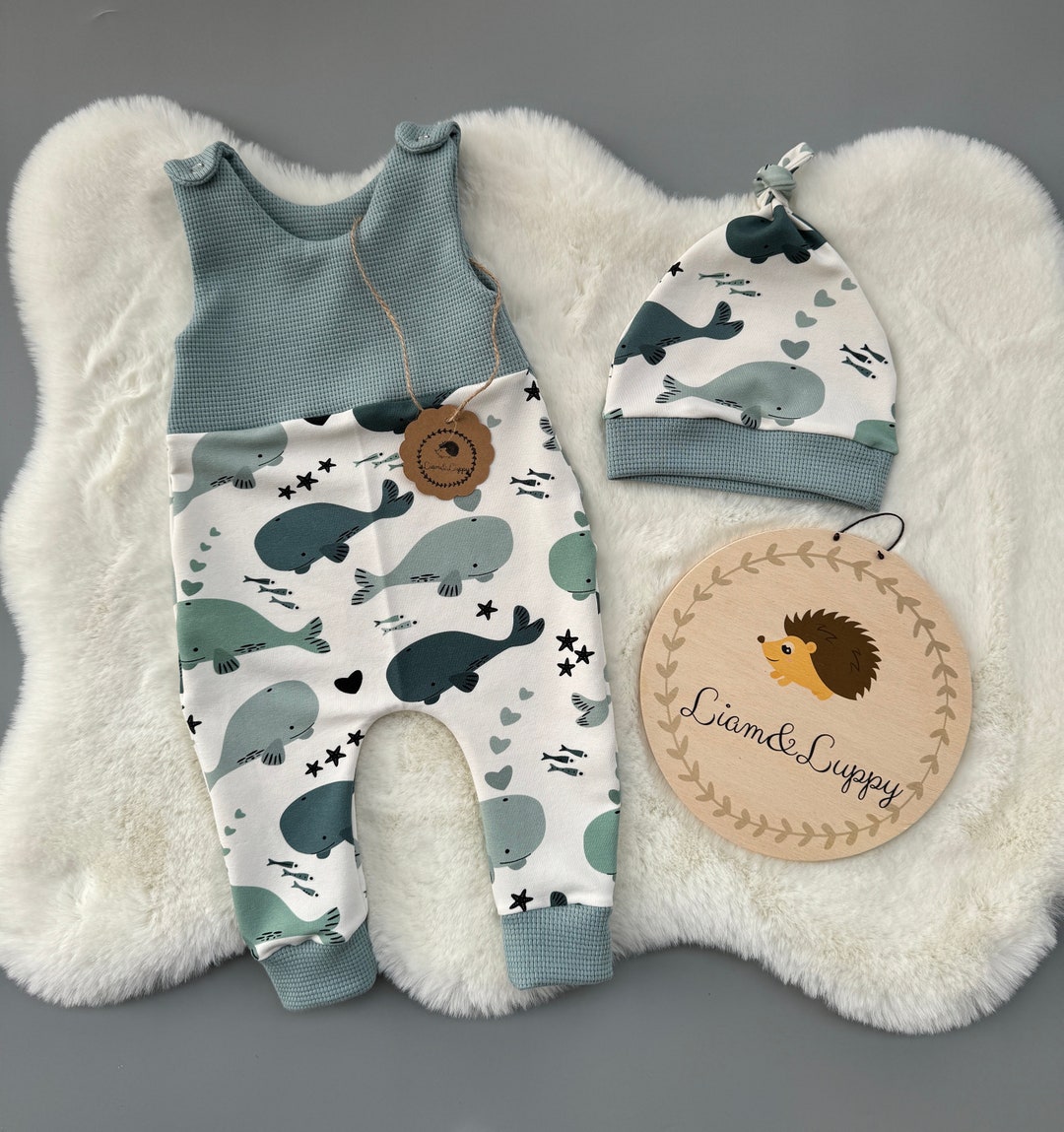 Baby Strampler Romper Latzhose Baby Newborn Waffel Jersey Wale Wal ...