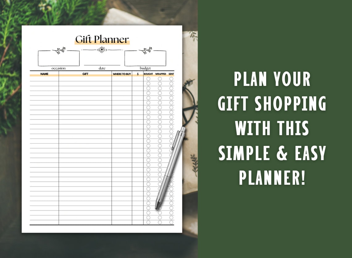 Gift Planner Printable - Gift Ideas - Gifts to Buy List - Gift ...