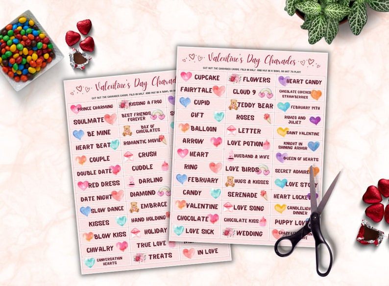 Valentine's Day Charades Game | Valentine's Day Guesstures | Valentine ...