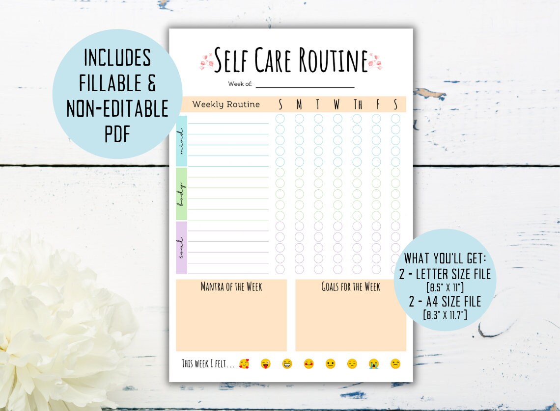 Self Care Planner Printable, Self Care Checklist, Self Care Routine ...