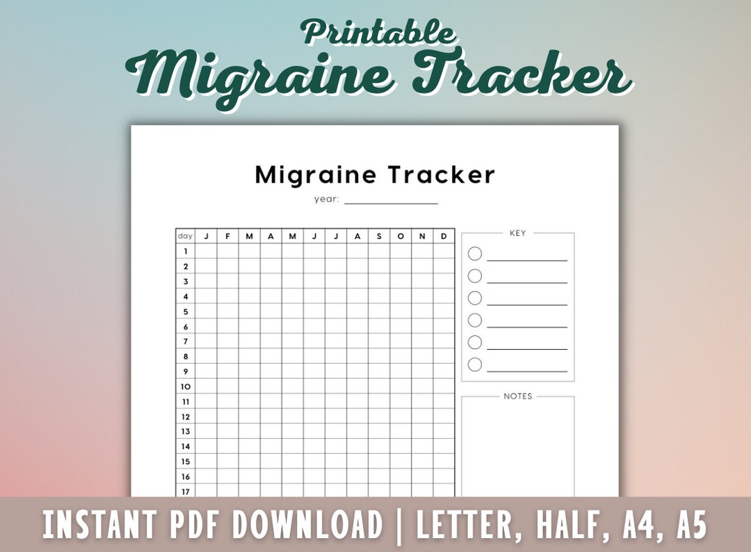Migraine Tracker Printable - Migraine Log - Headache Tracker - Headache ...