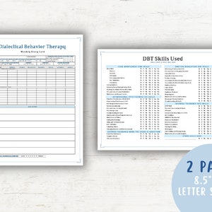 DBT Diary Cards Printable for Adults, Tracker, Reference, Dialectical ...