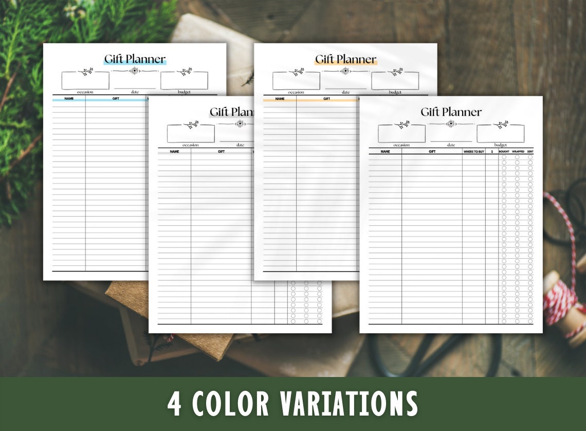 Gift Planner Printable - Gift Ideas - Gifts to Buy List - Gift ...
