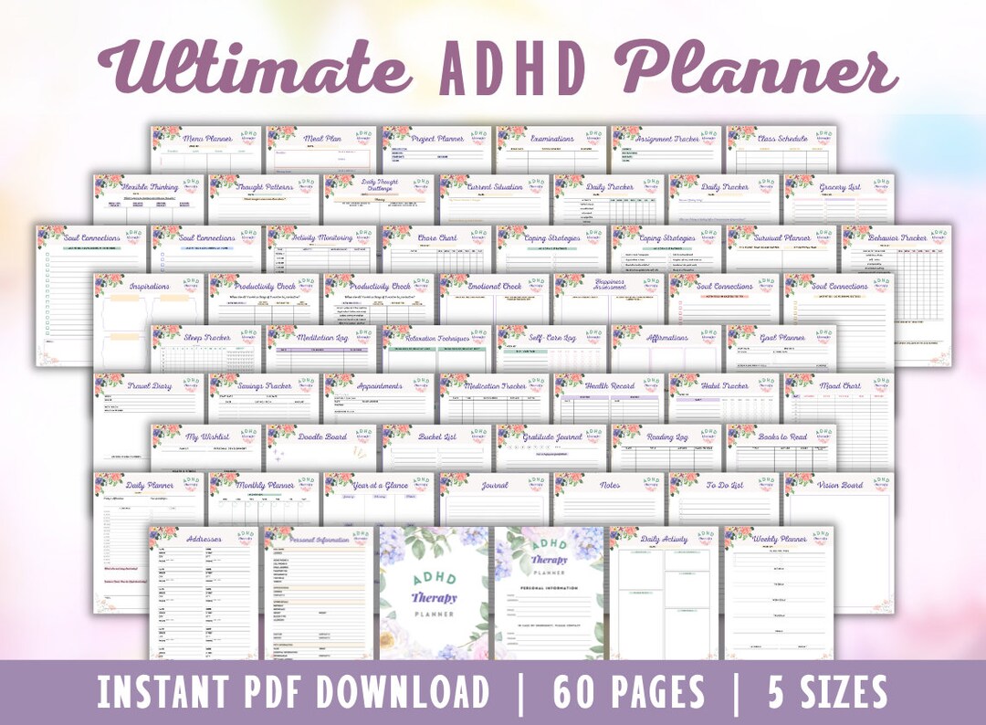 Ultimate ADHD Therapy Planner ADD Printable School Project Digital ...
