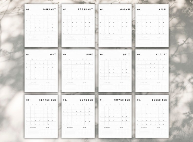 2022 Calendar Printable Minimal Calendar Year Planner | Etsy