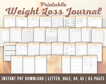Weight Loss Journal Tracker Planner Workout Fitness Printable Digital ...