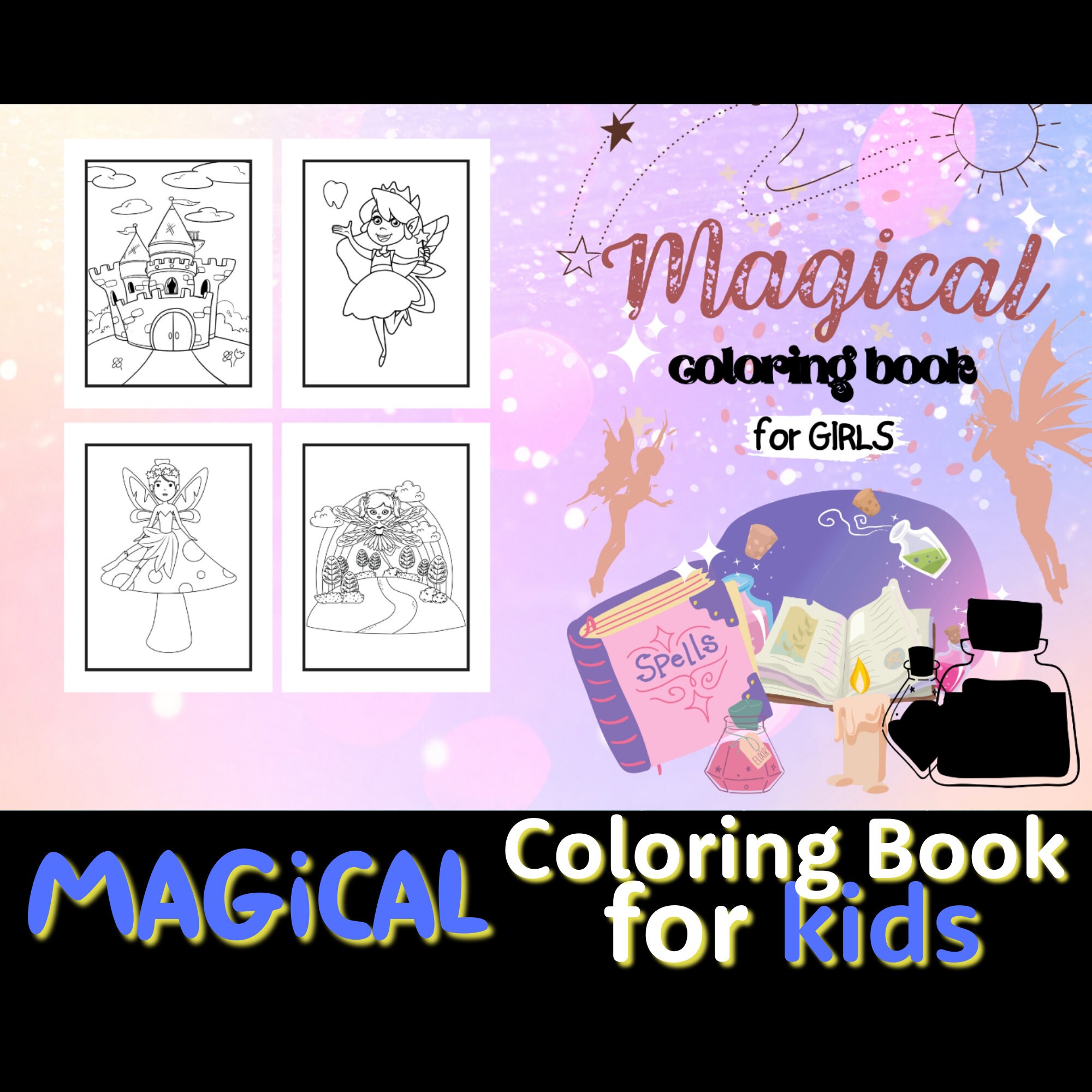 Magical Coloring Book Pages for Kids - 30 Drawings - Printable Digital ...