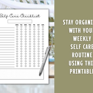 Self Care Checklist Printable - PDF - Routine Checklist - Habit Tracker ...