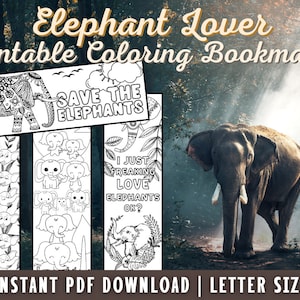Elephant Bookmark Printable Coloring, I Love Elephants, Home Activity ...