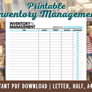Inventory Management Printable - Inventory Tracker - Business Supplies ...