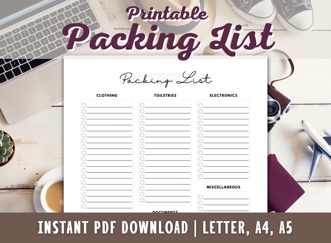 Packing List Packing Checklist Pre-holiday Checklist Vacation Holiday ...