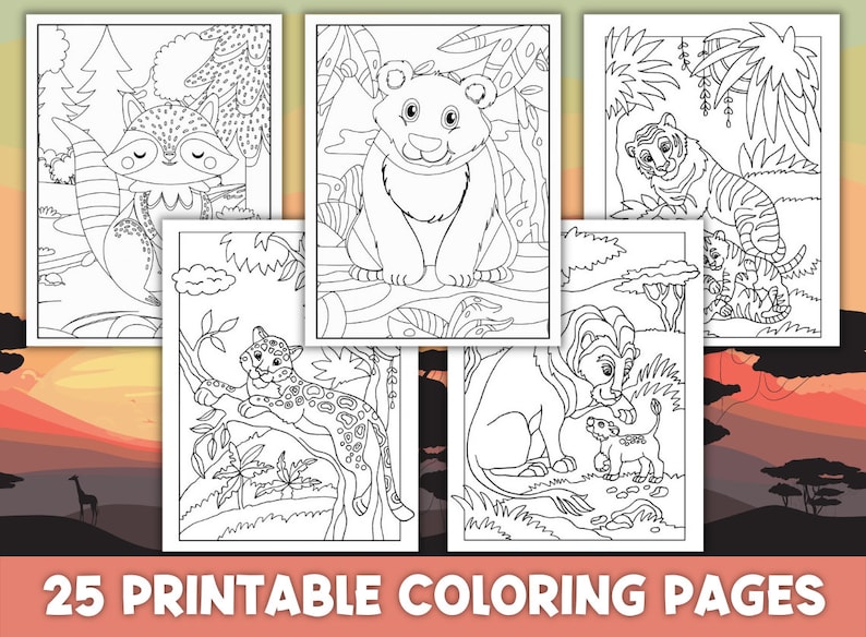 Wild Animal Coloring Pages, Zoo Animal Coloring for Kids, Realistic ...