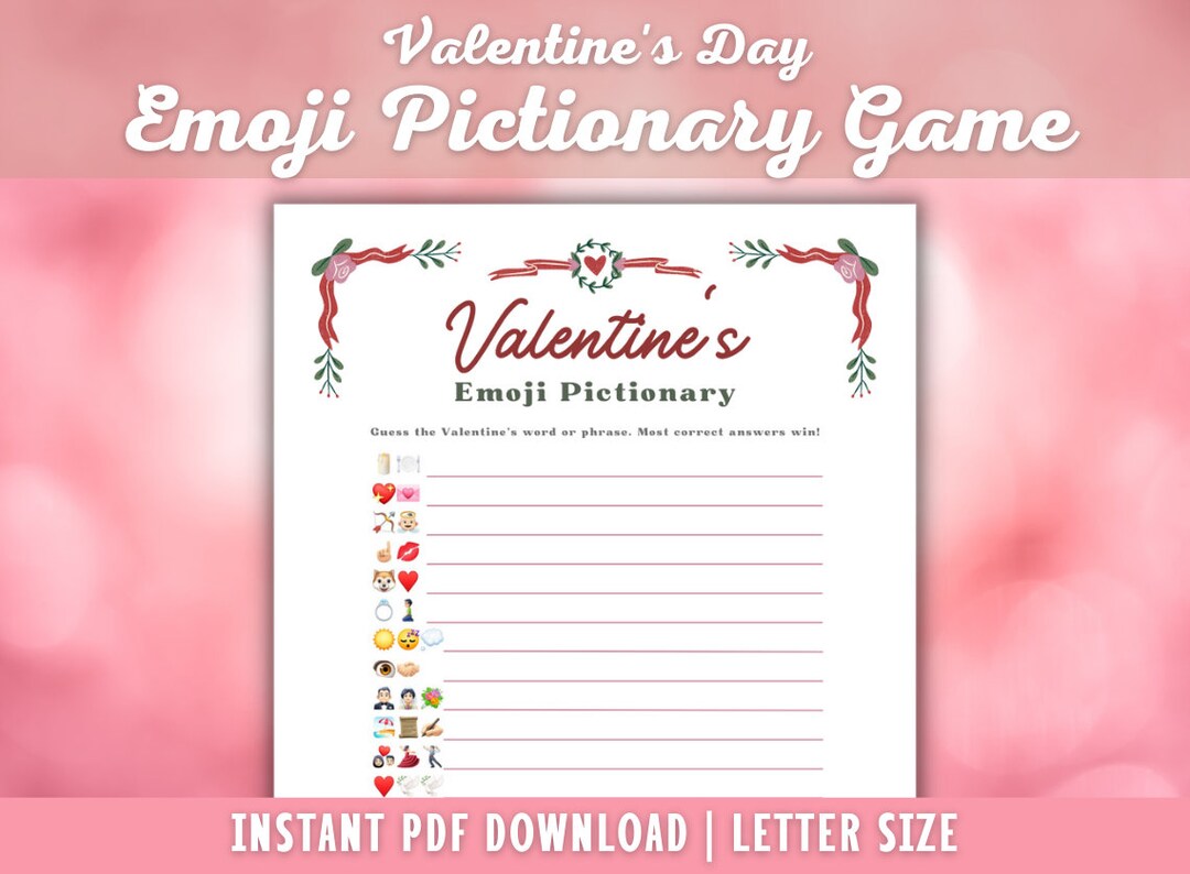 Valentine's Day Emoji Pictionary Game | Fun Valentine's Day Printable ...