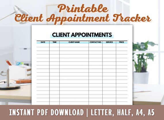 Client Appointment Tracking Printable Tutoring Tracker | Etsy