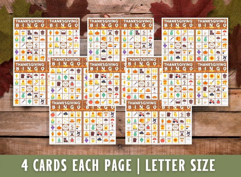 Thanksgiving Bingo Game, Printable Bingo With Thanksgiving Theme, 20 ...