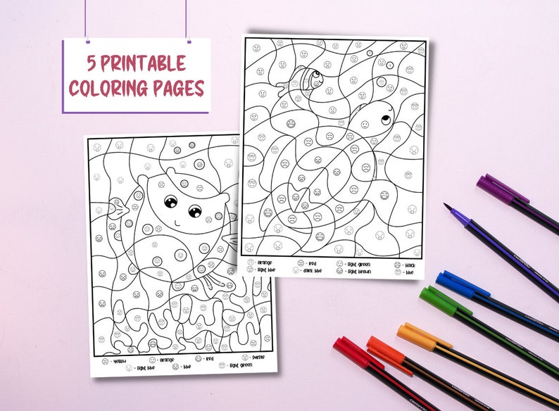 Color by Code Emotions, Printable, Color by Emotion Coloring Pages - Etsy