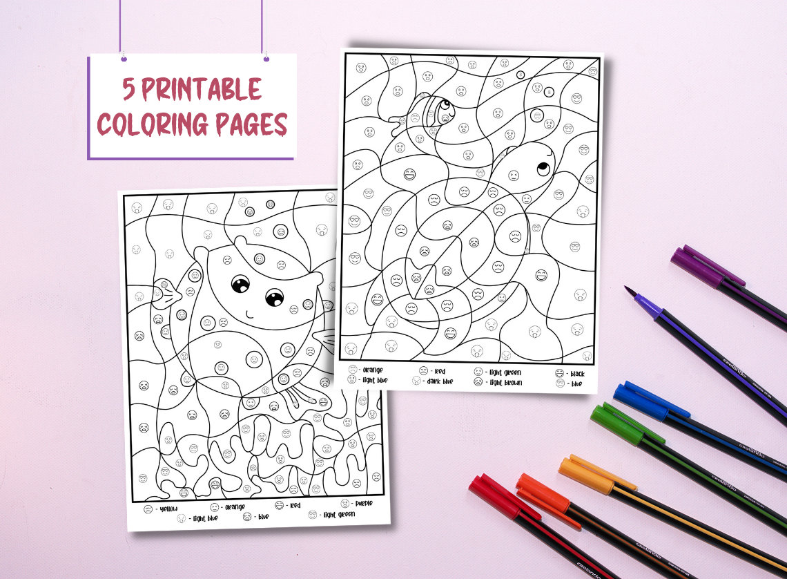 Color by Code Emotions, Printable, Color by Emotion Coloring Pages - Etsy