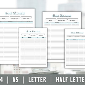 Bank Balance Printable Bank Account Log Savings Account Transactions ...