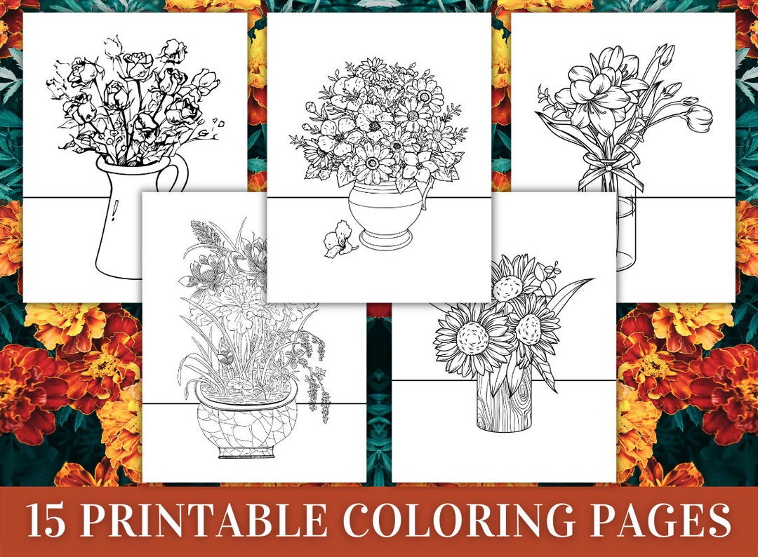 Flowers in A Vase Coloring Pages, Flower Vase Coloring Pages for Kids ...