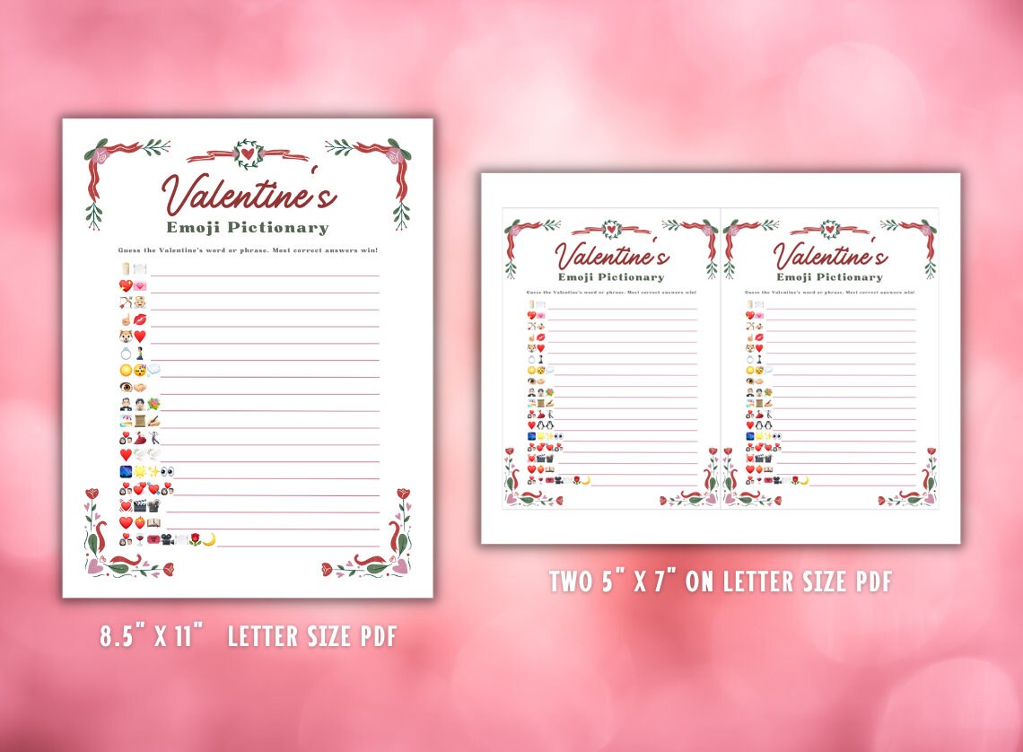 Valentine's Day Emoji Pictionary Game | Fun Valentine's Day Printable ...