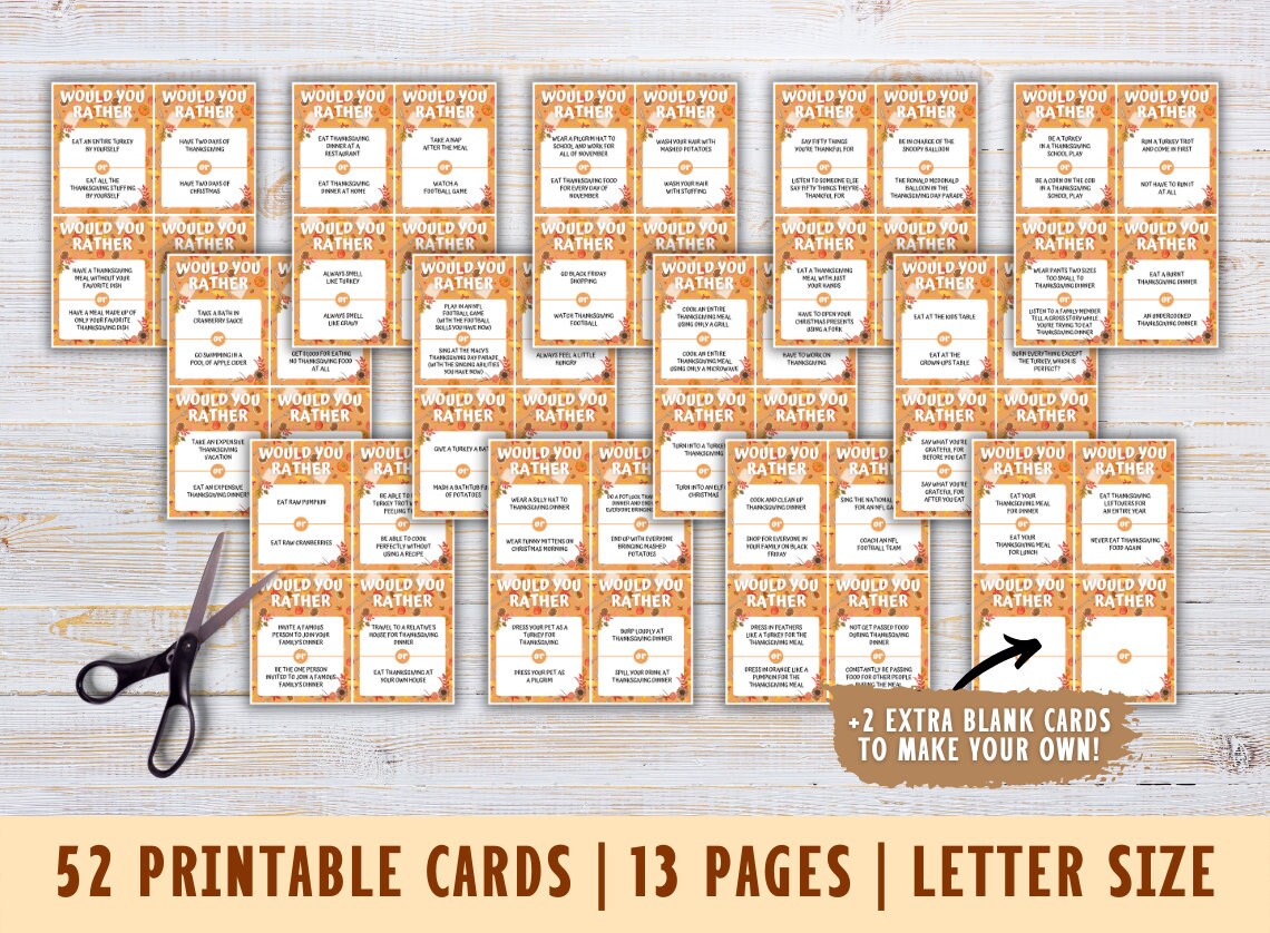 Thanksgiving Would You Rather, Thanksgiving Game, Thanksgiving Day Game ...