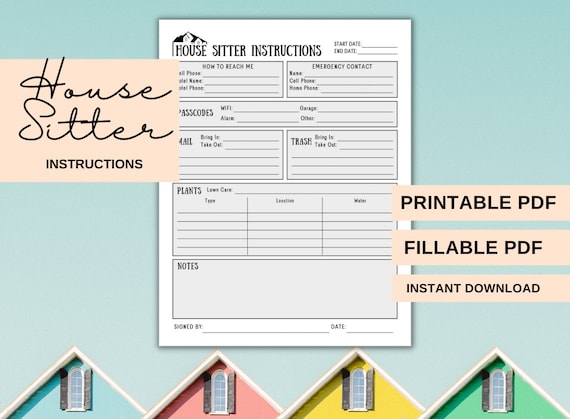 House Sitter Instructions House Sitting Checklist House | Etsy