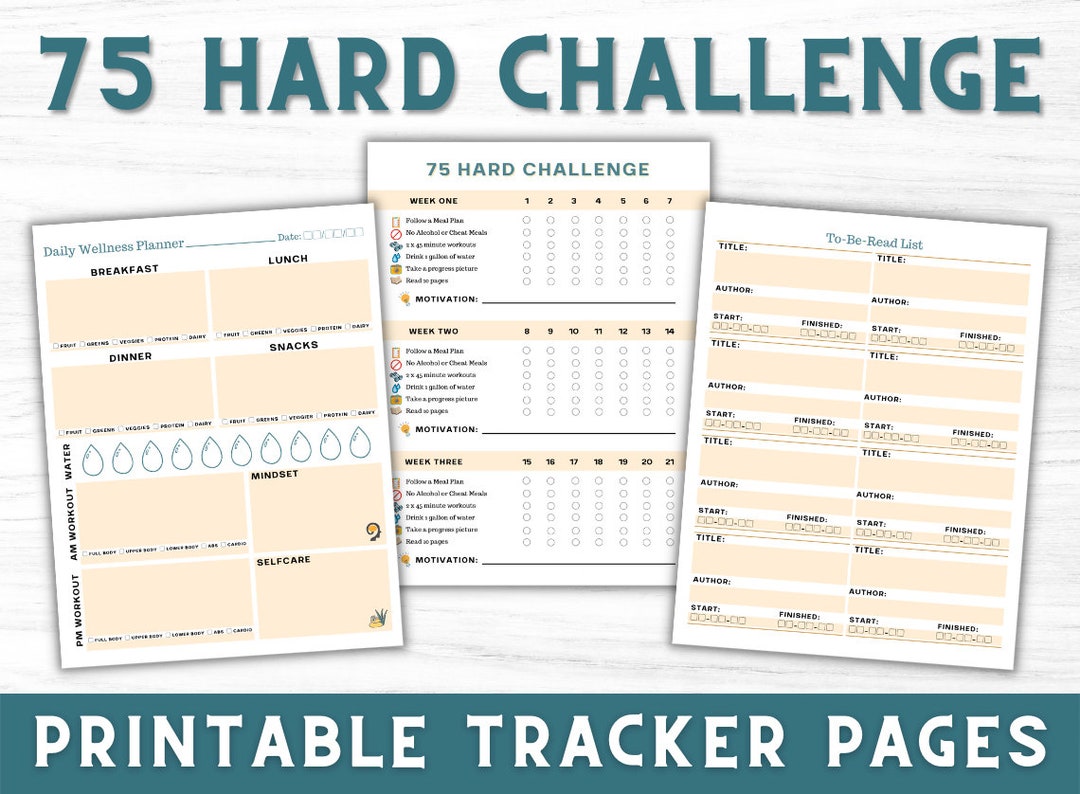 75 Hard Printable Tracker, 75 Hard Printable Planner, 75 Hard Challenge ...