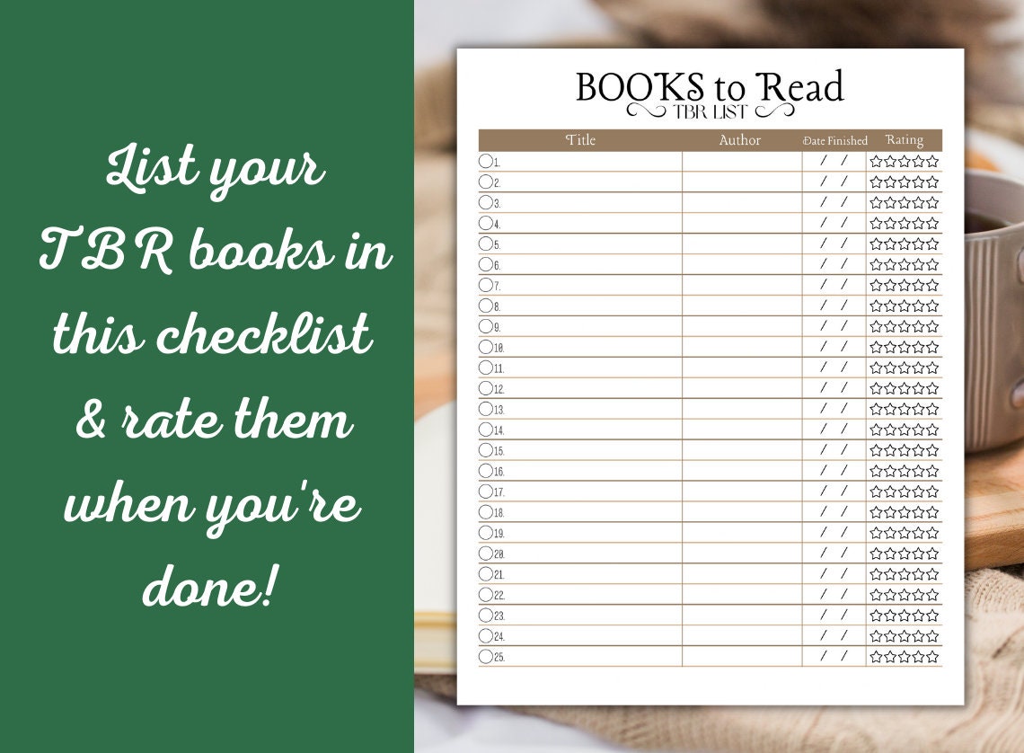 Printable Reading List, Books to Read, Books to Be Read Checklist, Book ...