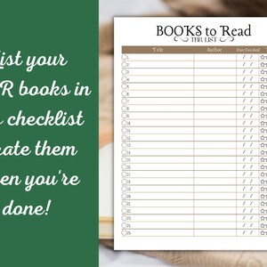 Printable Reading List, Books to Read, Books to Be Read Checklist, Book ...