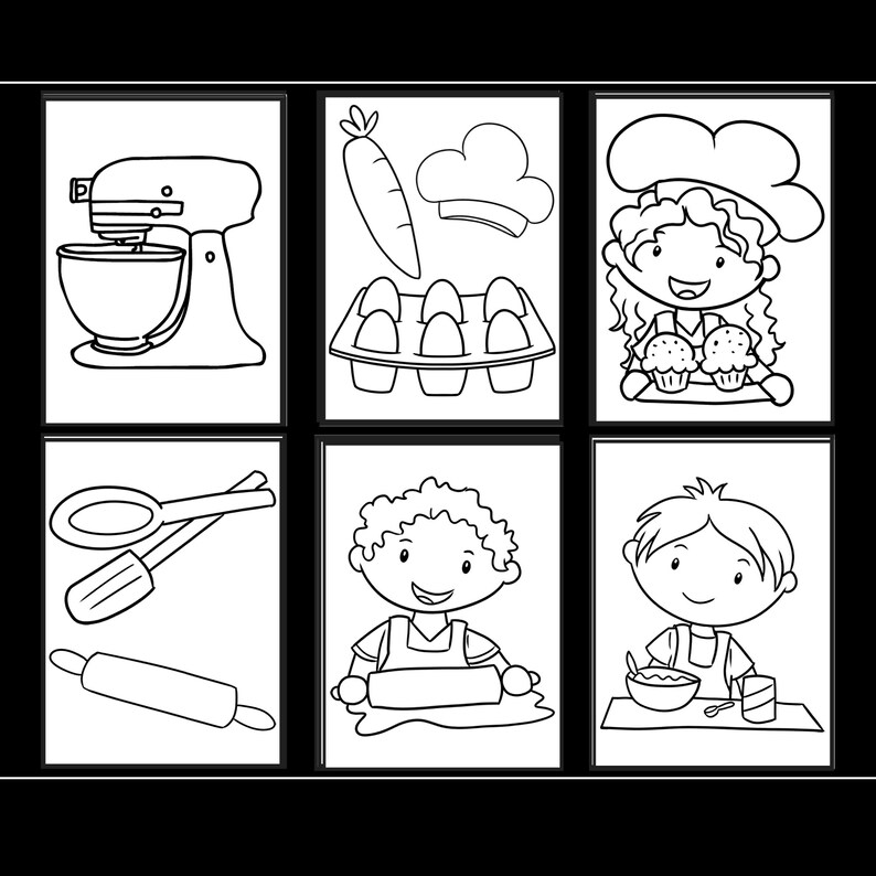 Baking Coloring Book Pages for Kids - 30 Drawings - Printable Digital ...