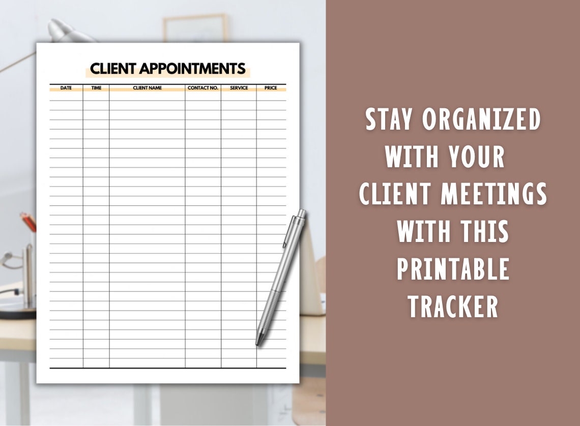 Client Appointment Tracking Printable - Tutoring Tracker - Hairdressing ...
