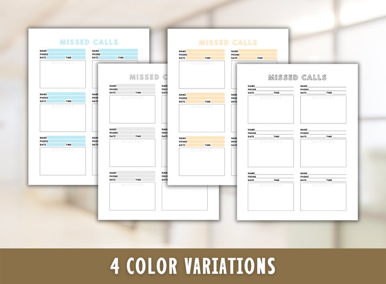 Missed Call Log Printable - Phone Messages - Phone Calls to Make - PDF ...