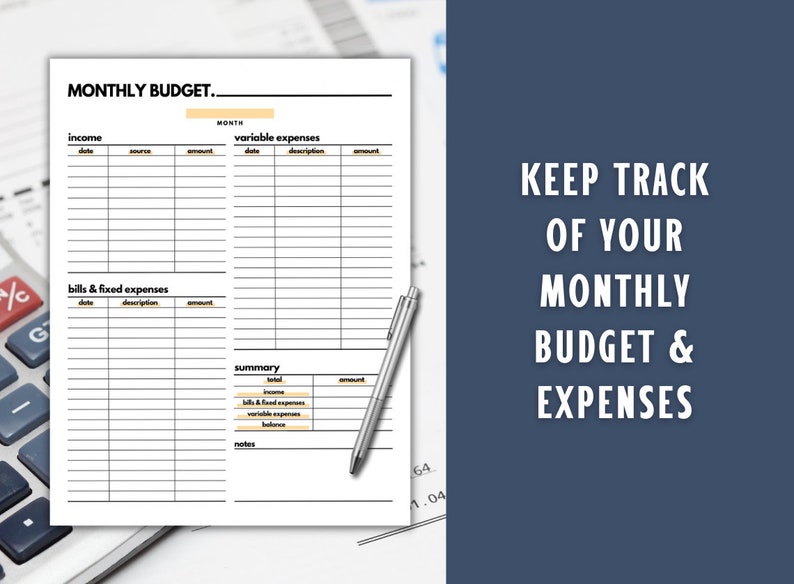 Monthly Budget - Monthly Income and Expense Recorder - Monthly Budget ...