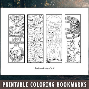 Elephant Bookmark Printable Coloring, I Love Elephants, Home Activity ...
