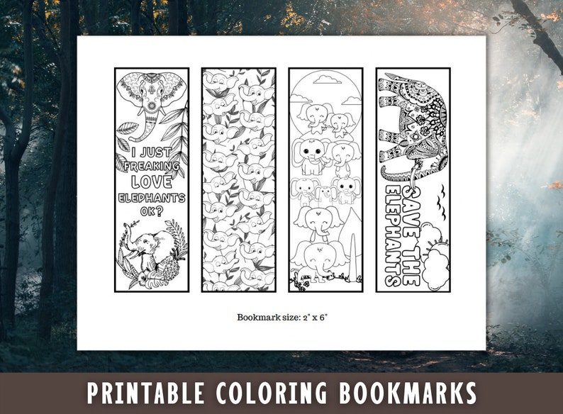 Elephant Bookmark Printable Coloring, I Love Elephants, Home Activity ...