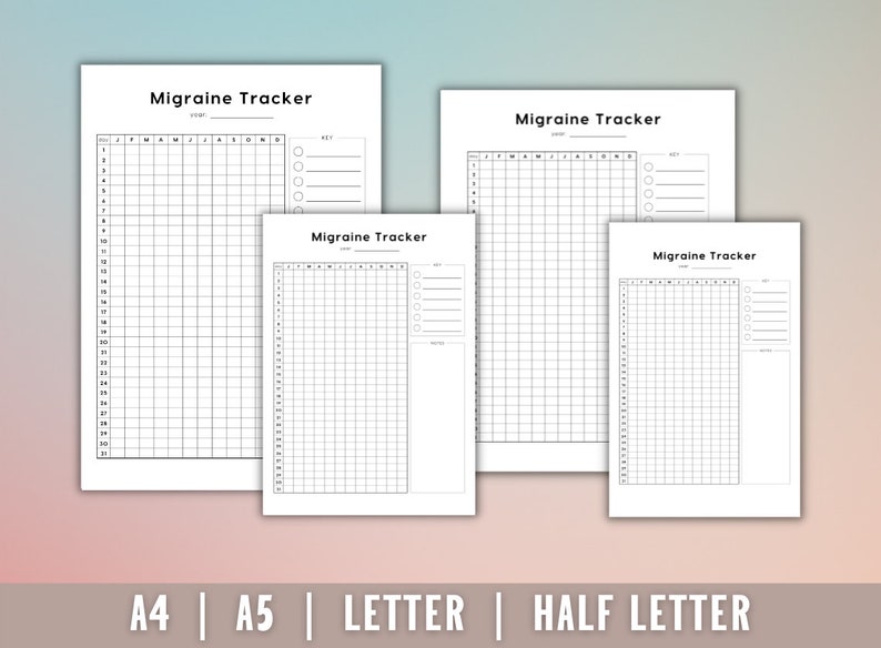 Migraine Tracker Printable - Migraine Log - Headache Tracker - Headache ...