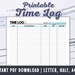 Time Log Printable Task Tracker Timesheet Printable Project Time Log ...