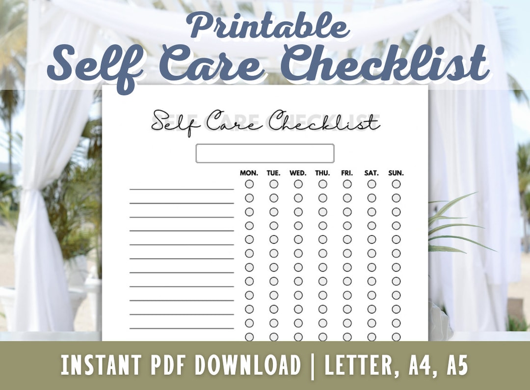 Self Care Checklist Printable - PDF - Routine Checklist - Habit Tracker ...