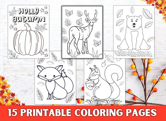 Fall Coloring Pages Autumn Coloring Book for Kids | Etsy
