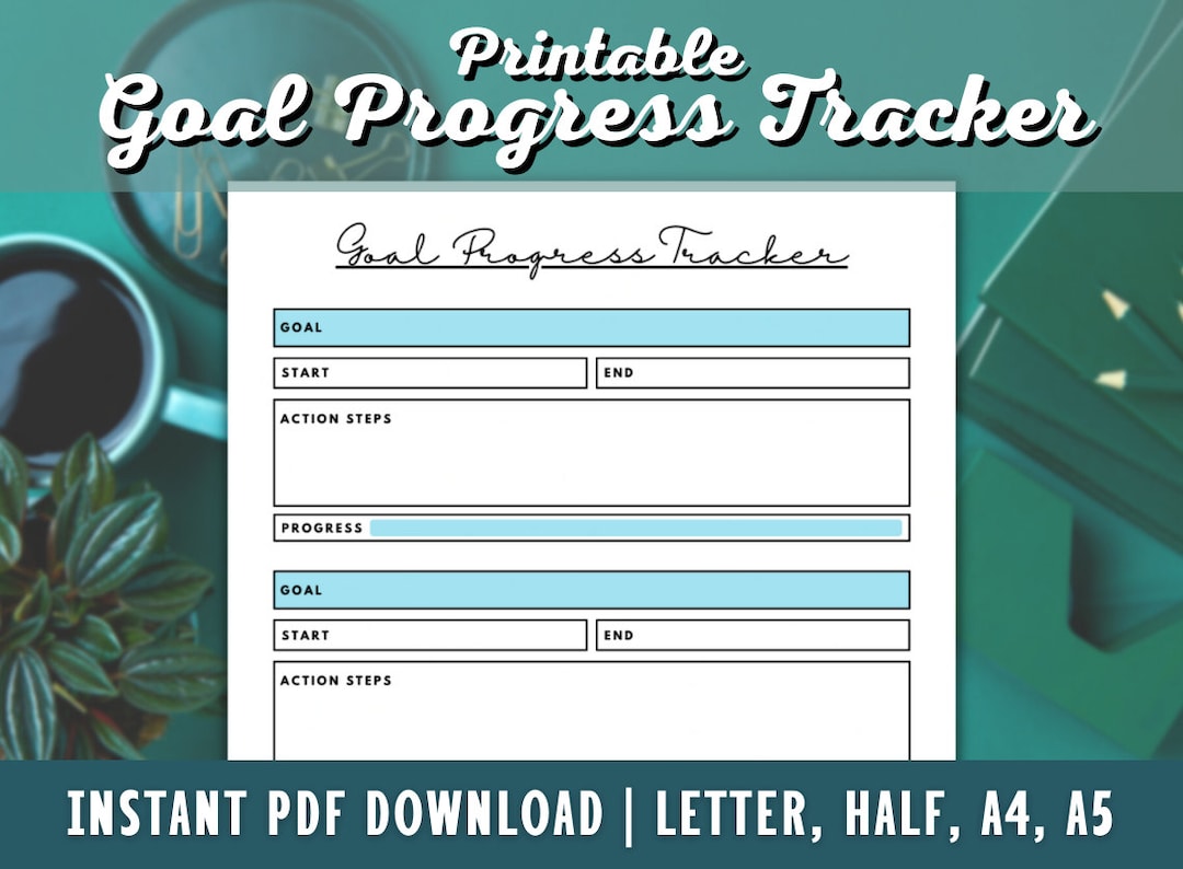 Personal Development Goal Tracker - Goal Progress Tracker Printable ...