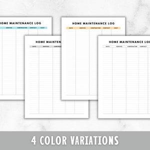 Home Maintenance Tracker Printable - House Repairs Log - Home Repairs ...